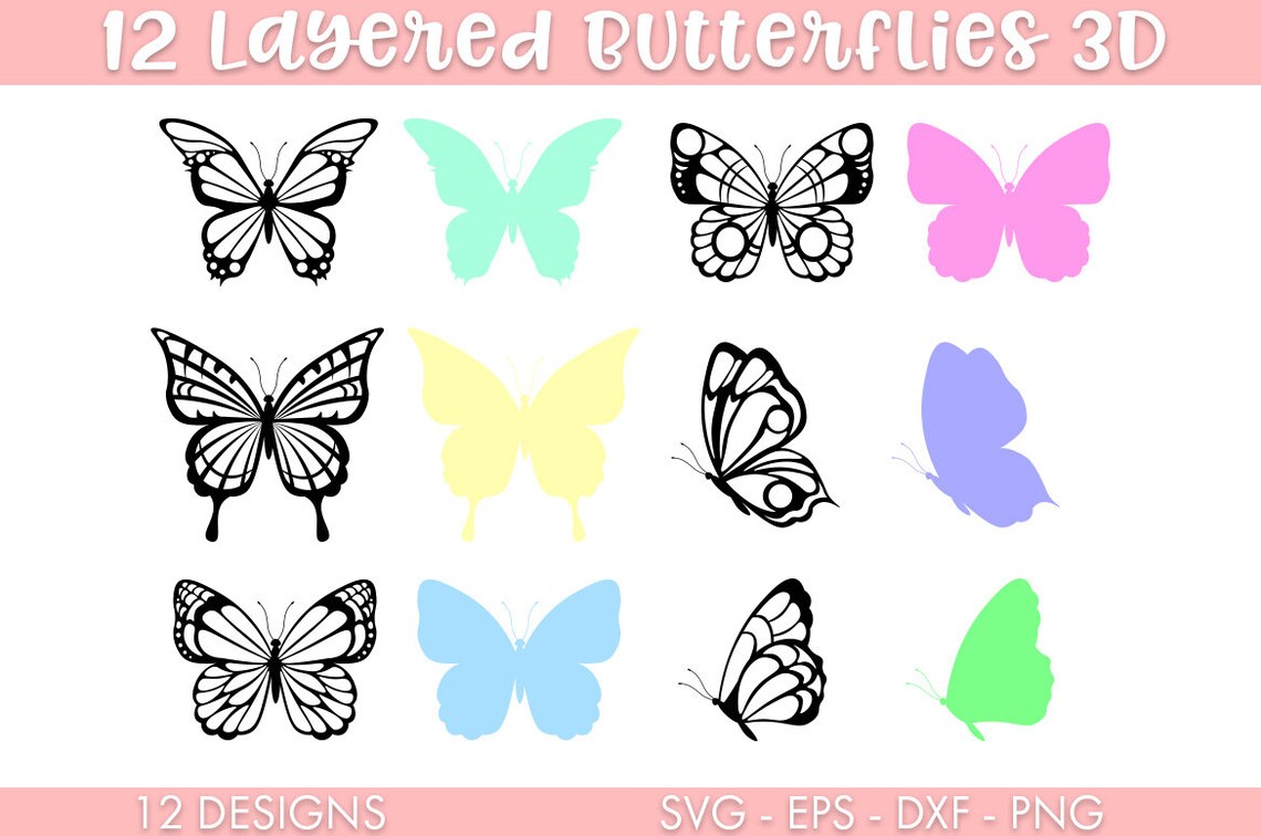 3D Layered Butterfly SVG Bundle, Butterfly SVG, Butterfly Cut File ...