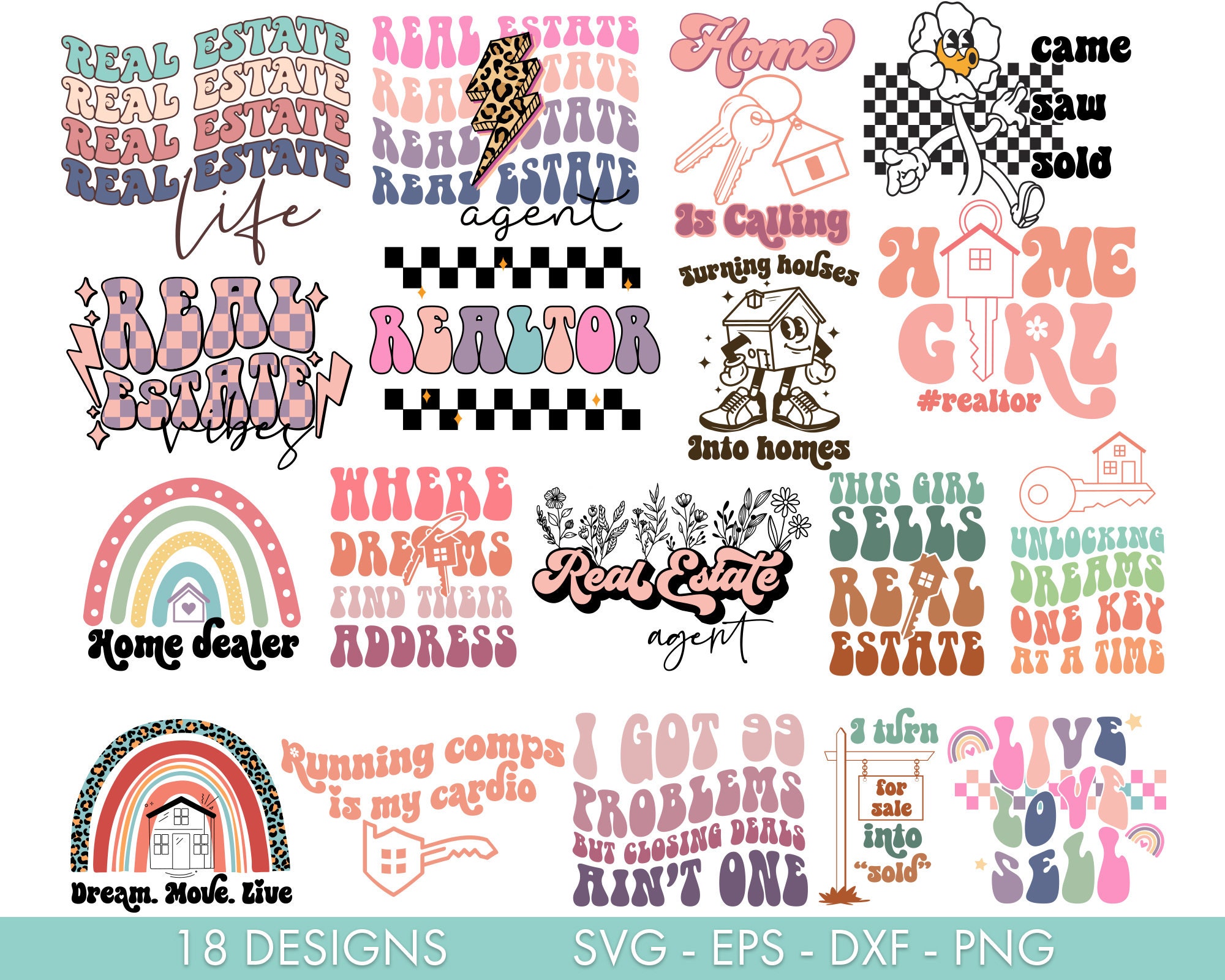 Retro Real Estate SVG Bundle, Real Estate SVG, Realtor Svg, Home Dealor ...