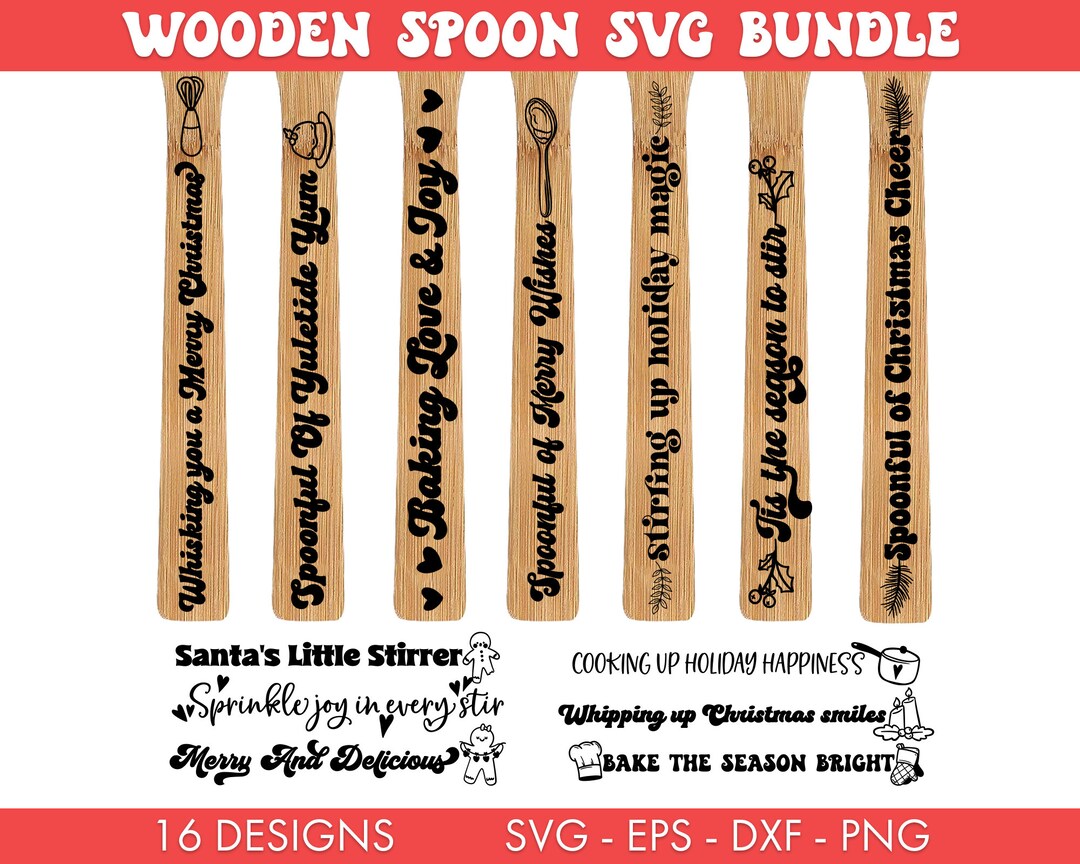 Wooden Spoon Christmas Quotes SVG Bundle, Wooden Spoon Svg, Kitchen Svg ...