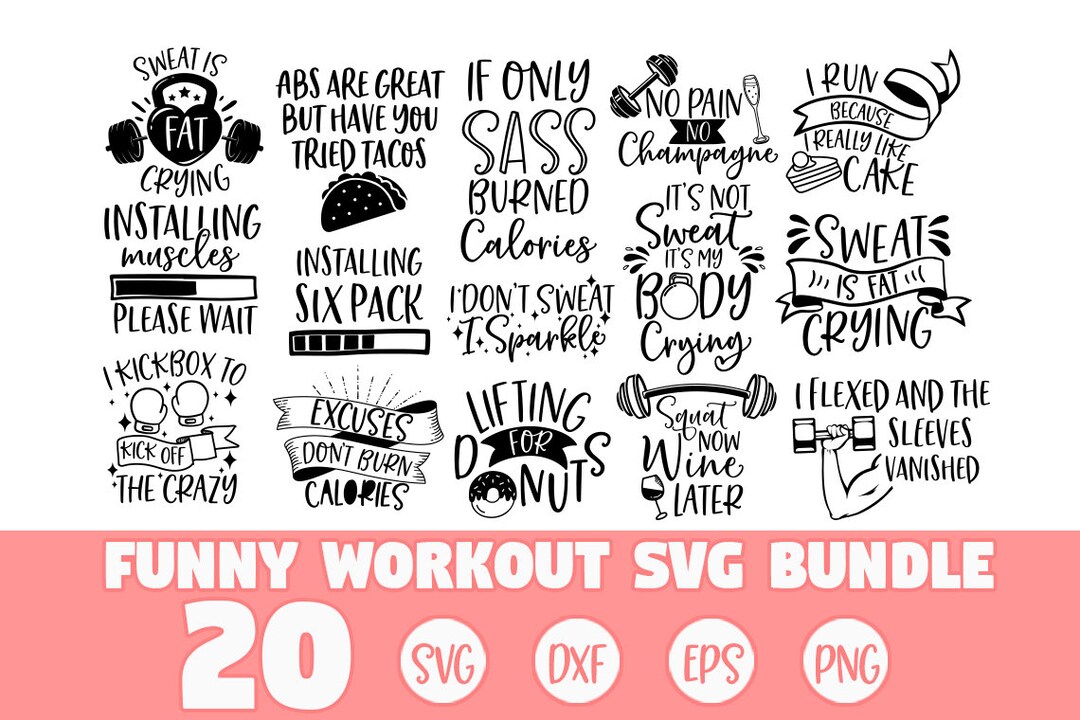 Funny Workout Svg Bundle, Fitness Svg Bundle, Gym Svg Bundle, Svg ...