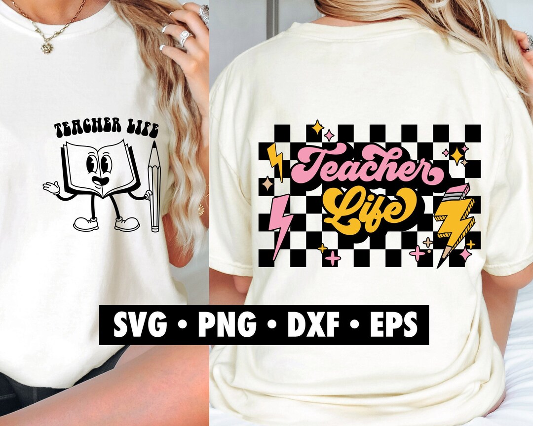 Retro Teachers Life SVG, Teacher SVG, Front and Back Svg, Pocket Svg ...