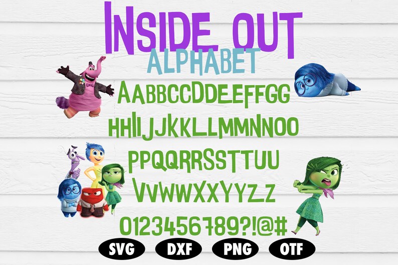 Disney alphabet Inside Out Font svg Font Disney font svg Inside Out ...
