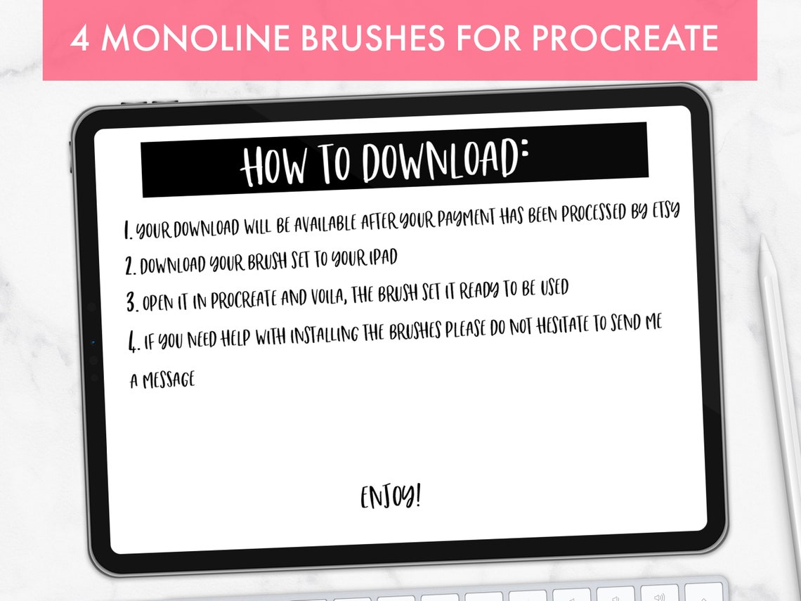 Procreate Monoline Brush Set Monoline Brush Outline Brush | Etsy UK