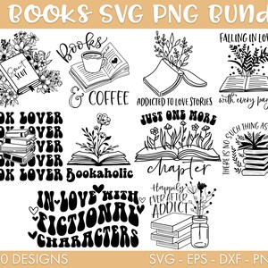 Floral Book SVG Bundle, Reading SVG Bundle, Reading Quotes Svg, Reading ...