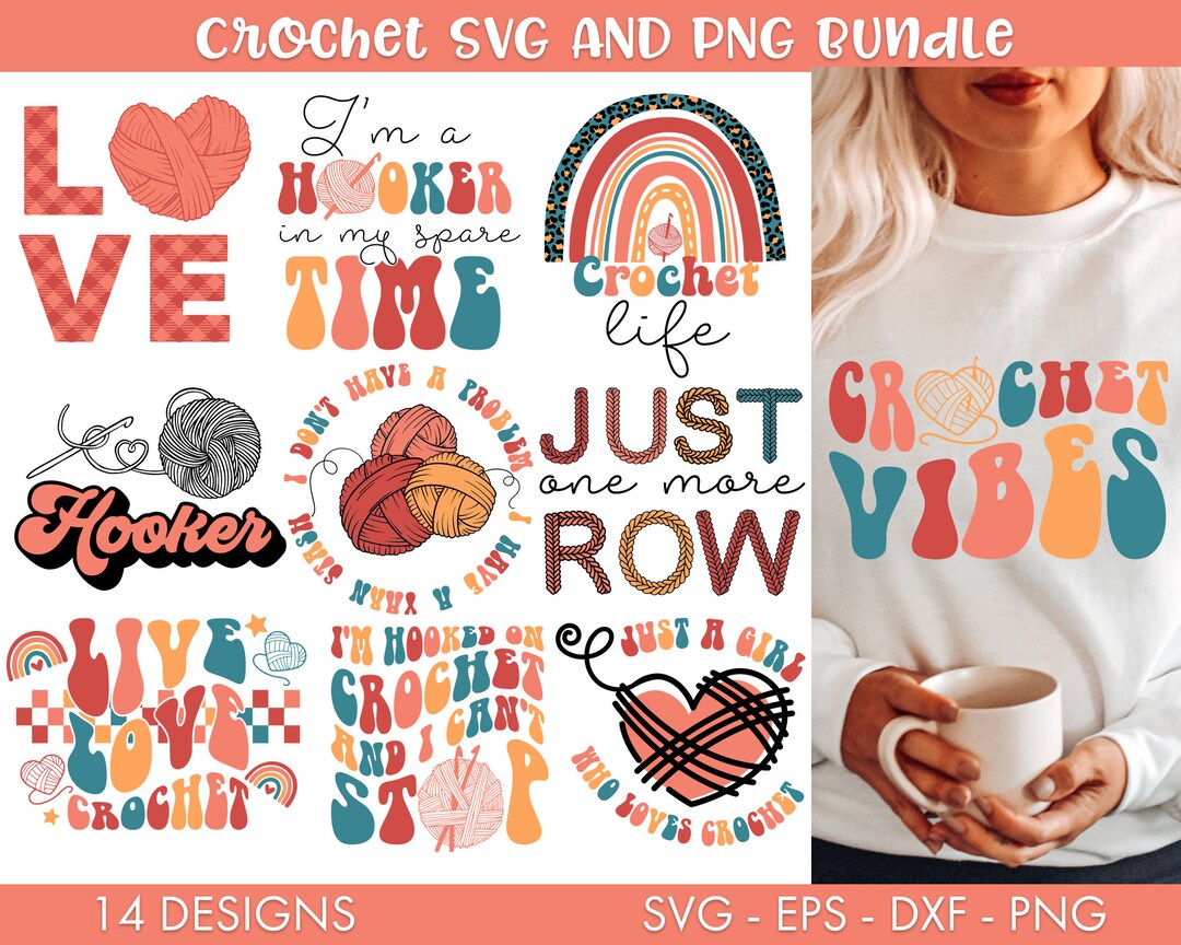 Retro Crochet SVG Bundle, Crochet Quotes SVG Bundle, Crochet Svg, Funny ...
