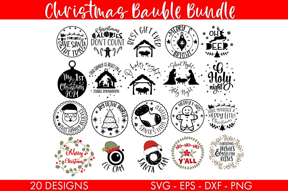 20 Christmas Baubles Svg Bundle, Christmas Quotes Svg, Xmas Svg ...