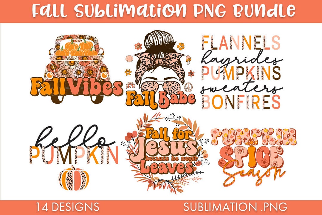 Fall Autumn Sublimation PNG Bundle, Retro Fall Sublimation, Halloween ...