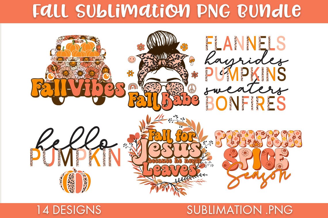 Fall Autumn Sublimation PNG Bundle Retro Fall Sublimation - Etsy