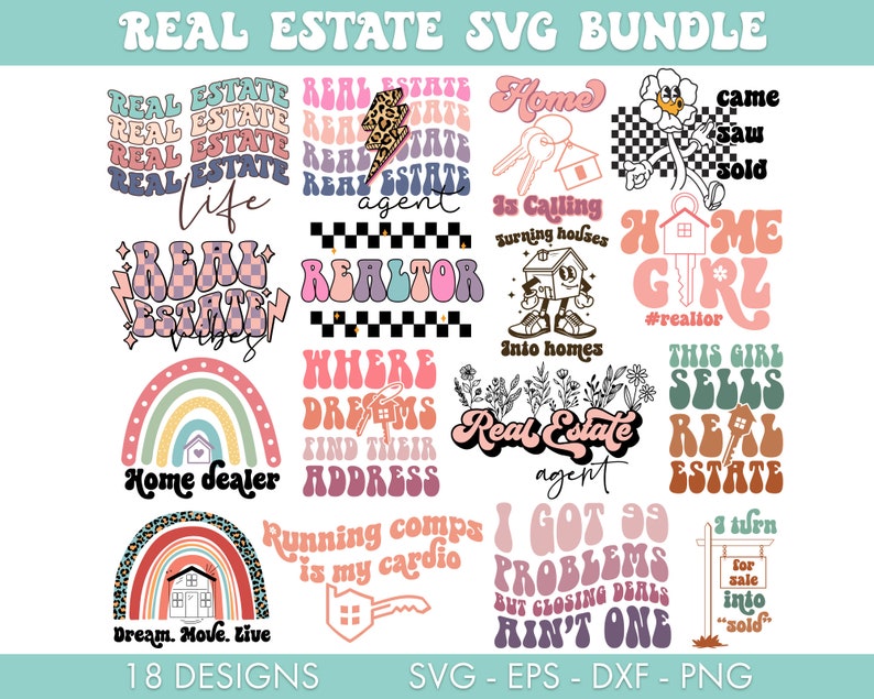 Retro Real Estate SVG Bundle, Real Estate SVG, Realtor Svg, Home Dealor ...
