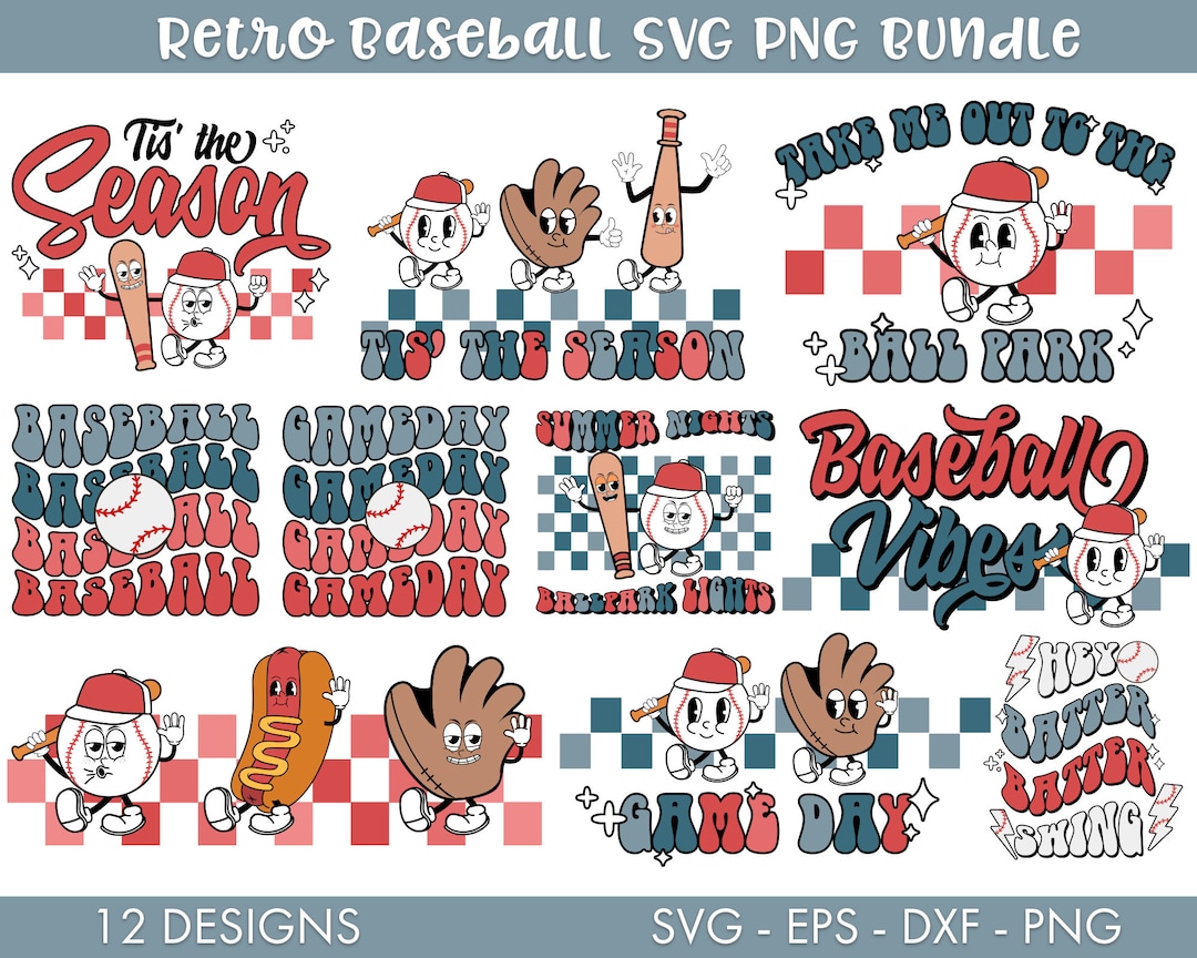 Retro Baseball SVG Bundle, Retro Baseball PNG Bundle, Baseball Svg ...