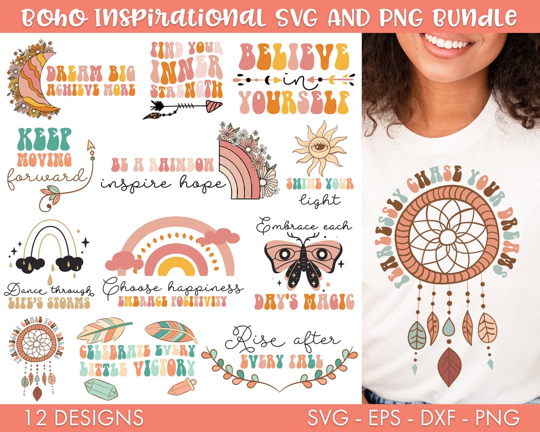 Boho Inspirational Quotes SVG Bundle, Inspirational Quotes SVG ...
