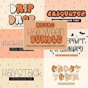 Retro Halloween Font Bundle Groovy Font Retro Font Vintage - Etsy