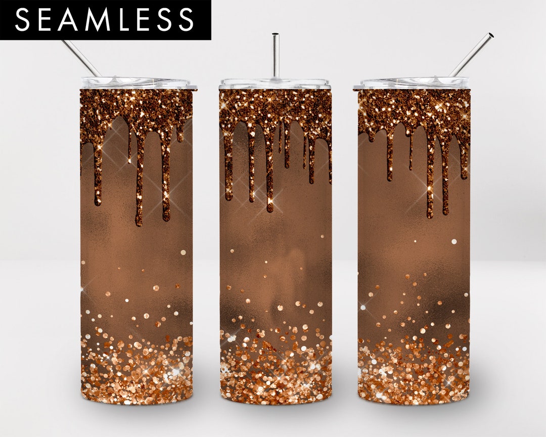 20oz Seamless Brown Dripping Glitter Skinny Tumbler Sublimation, PNG ...