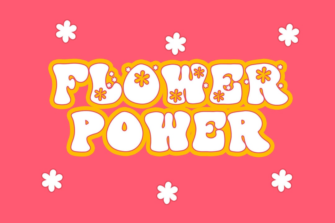 Flower Power Font, Groovy Font, Retro Font, Vintage Font, SVG Font ...