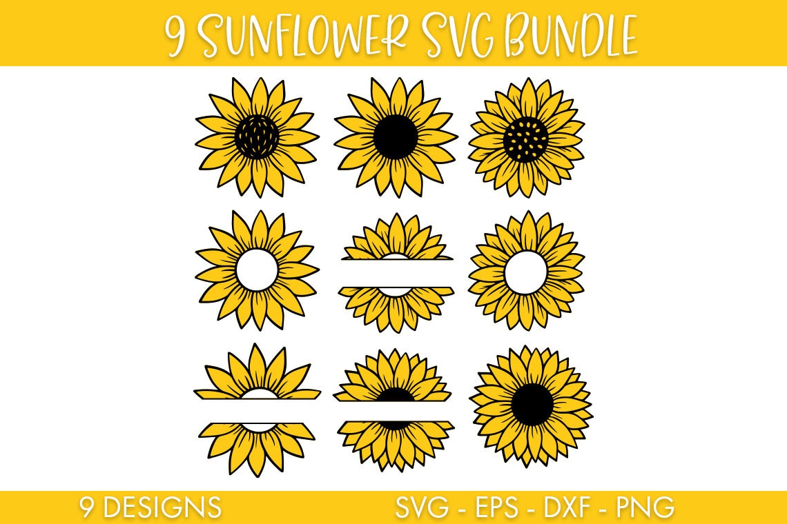 Sunflower SVG Bundle Sunflower Svg Sunflower Monogram Svg | Etsy