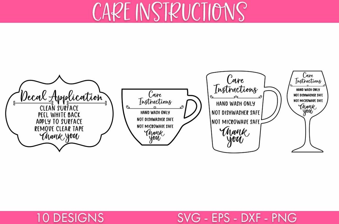 Care Instructions SVG Bundle, Care Instructions Svg, Tumbler ...