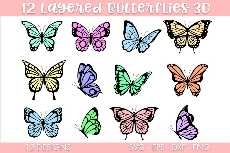 3D Layered Butterfly SVG Bundle Butterfly SVG Butterfly Cut - Etsy