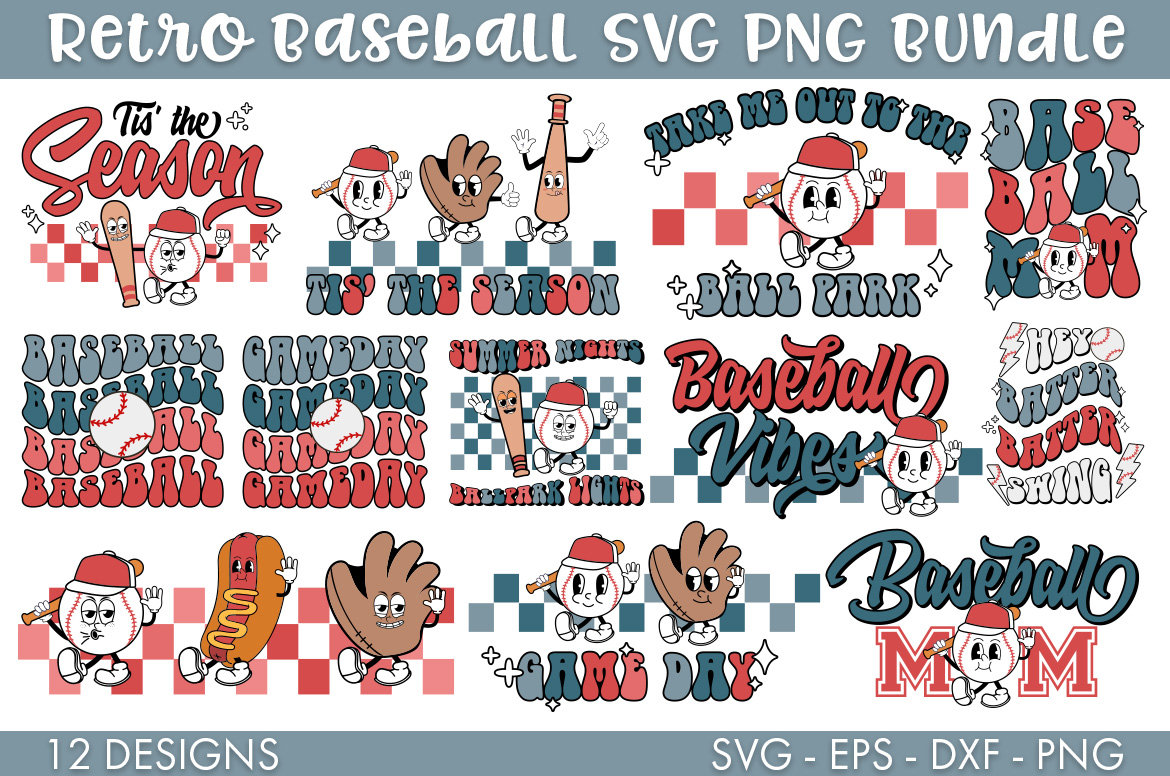 Retro Baseball SVG Bundle, Retro Baseball PNG Bundle, Baseball Svg ...