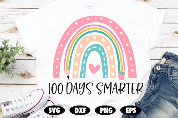 100 Days of School SVG Rainbow Svg 100 Days Smarter Svg | Etsy