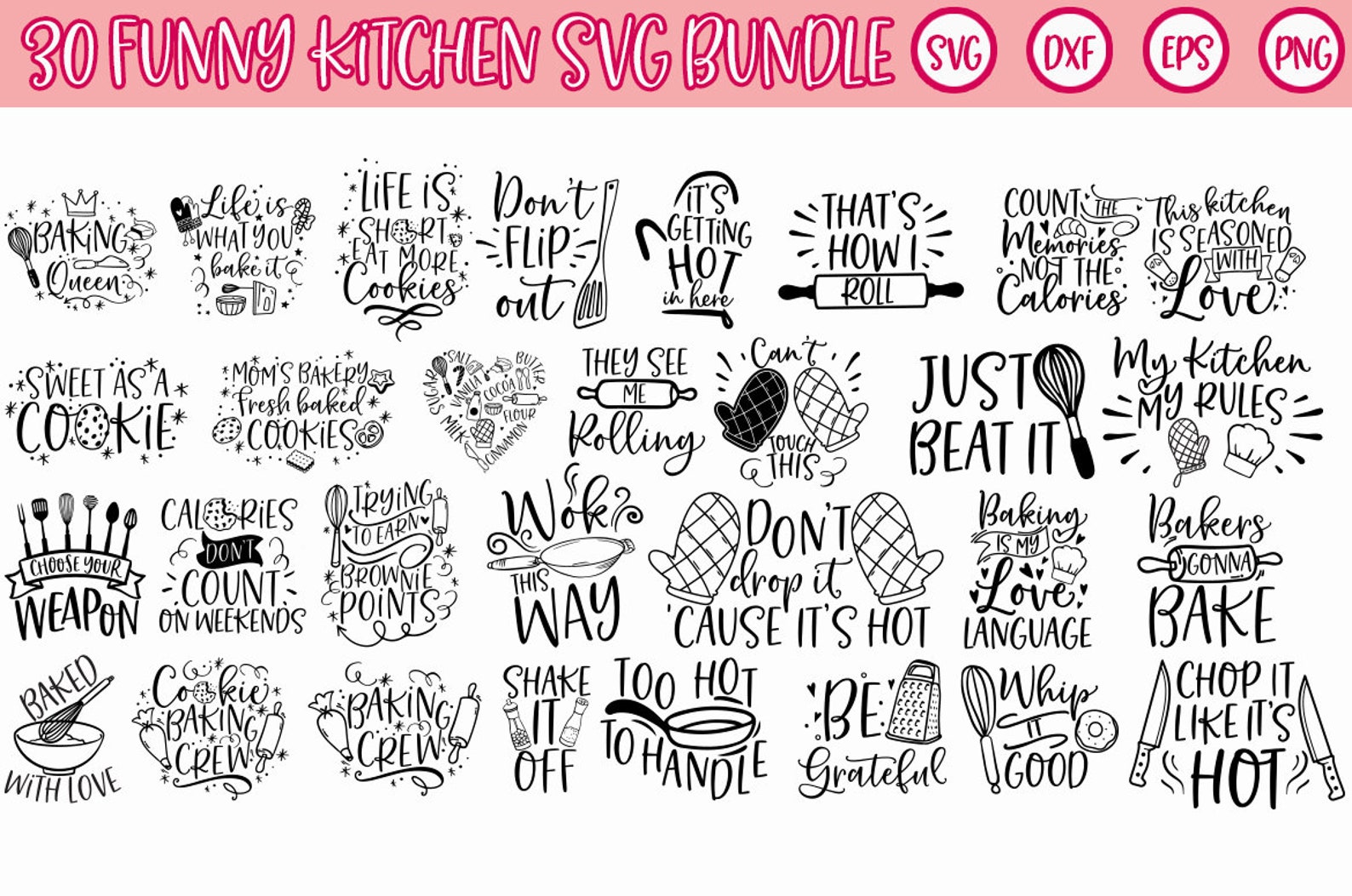 Funny Kitchen Pot Holder Puns SVG Bundle, Kitchen Svg, Kitchen Svg ...