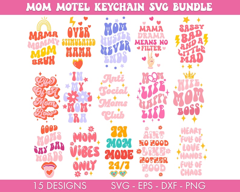 Mom Motel Keychain Svg Bundle, Mama Keychain Quotes Svg, Mom SVG Bundle ...