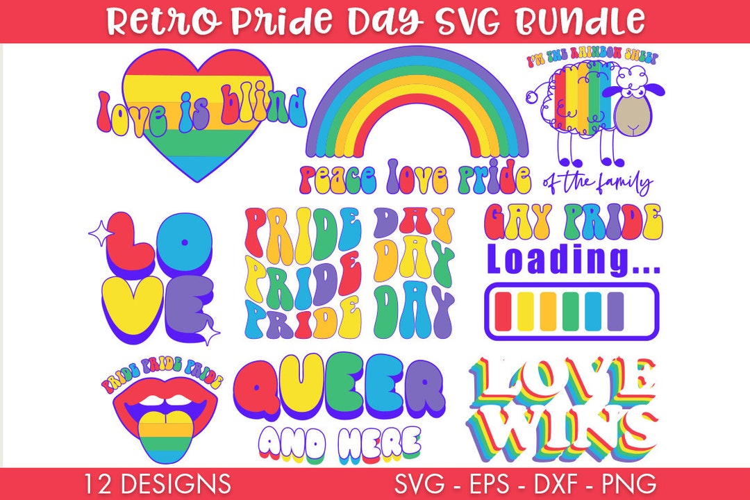 Retro Pride Day SVG Bundle, Pride Day Svg, Gay Pride Svg, LGBTQ+ Svg ...