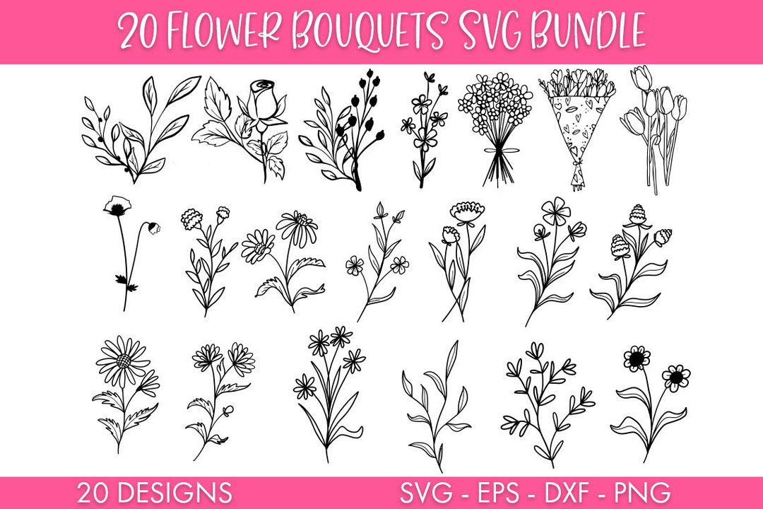 Flower Bouquet SVG Bundle, Flower Bouquet Svg, Flower Svg, Daisy Svg ...