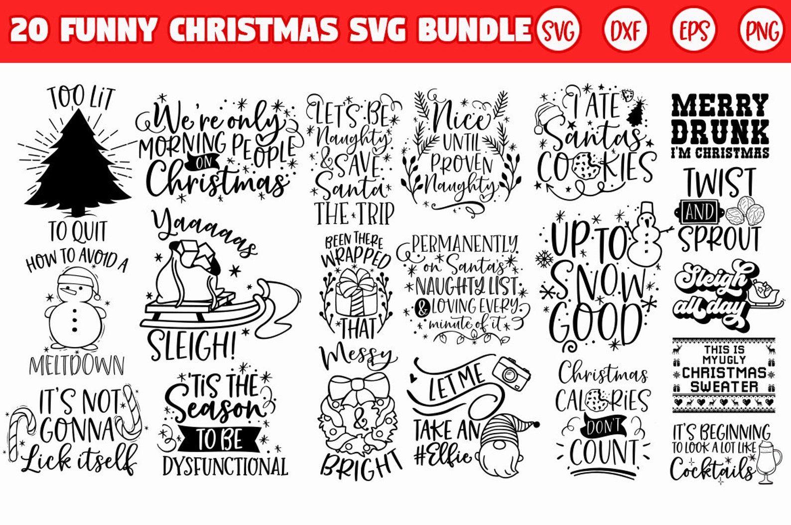 20 Funny Christmas Sayings Svg Bundle Christmas Quotes Svg - Etsy