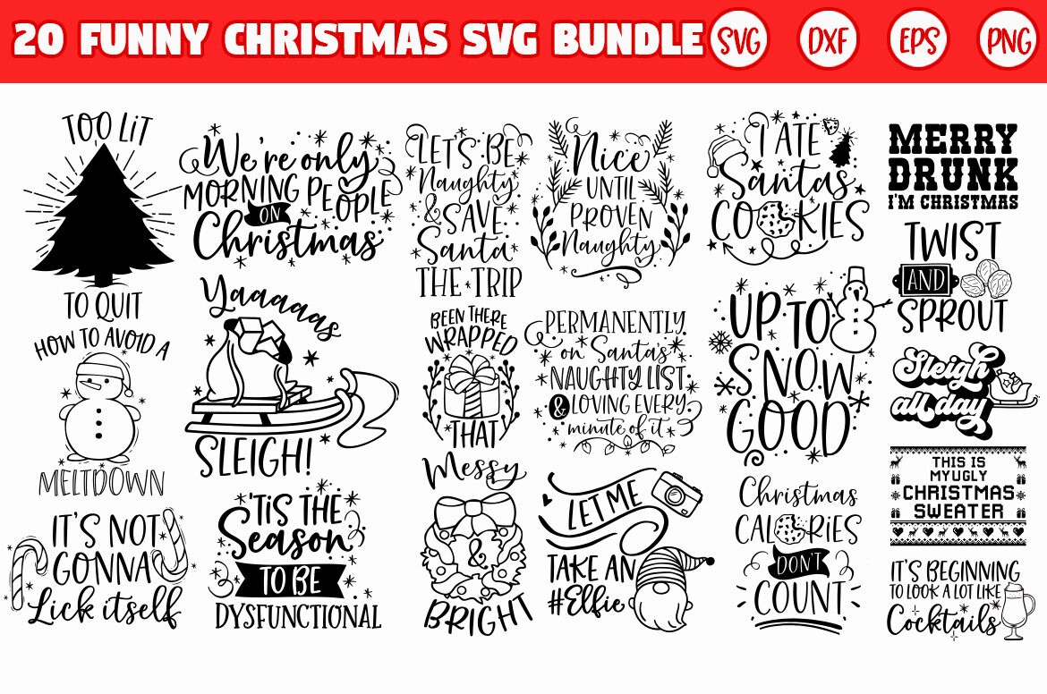 20 Funny Christmas Sayings Svg Bundle Christmas Quotes Svg - Etsy
