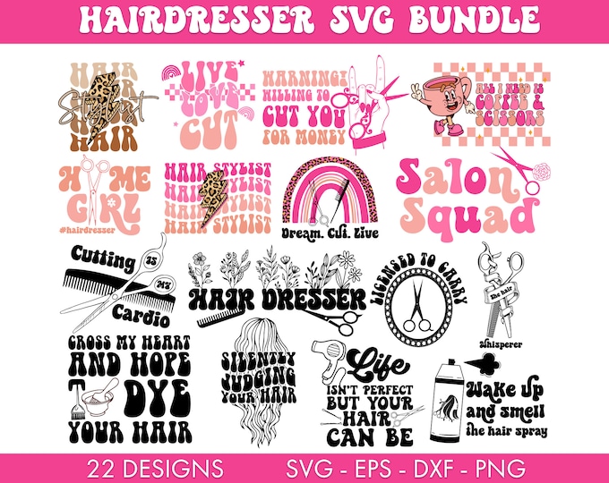 Hairdresser SVG Bundle, Hair Stylist SVG Bundle, Commercial Use SVG Cut ...