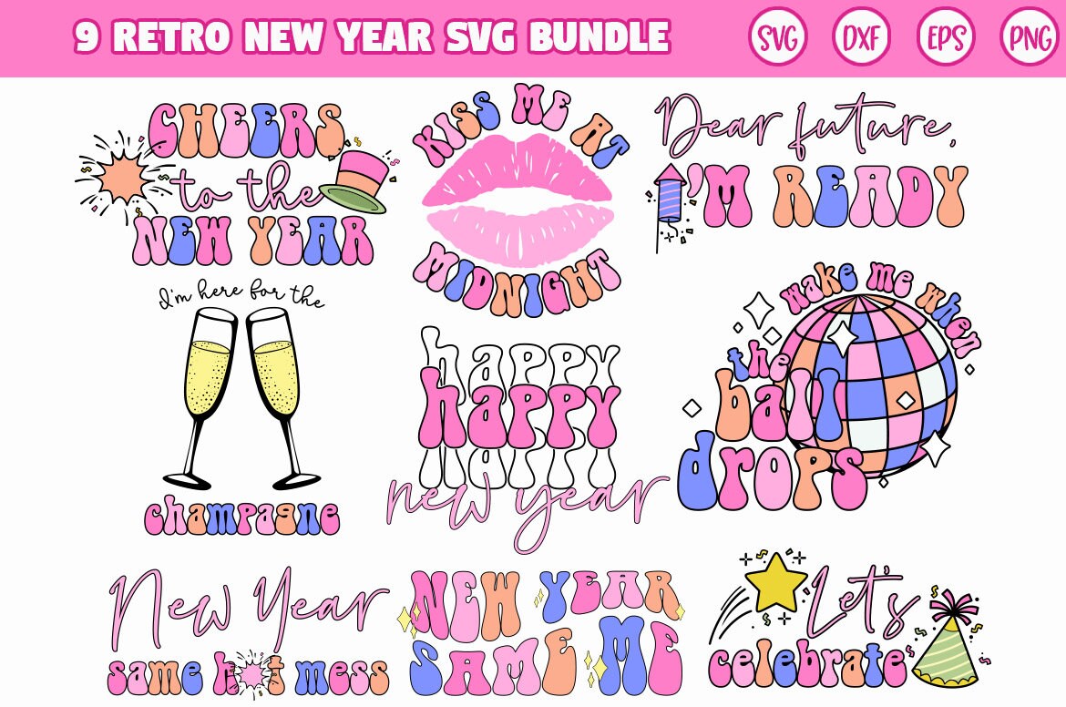 Retro Happy New Year SVG Bundle New Years Svg Bundle New - Etsy