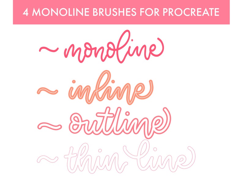Procreate Monoline Brush Set, Monoline Brush, Outline Brush, Lettering ...