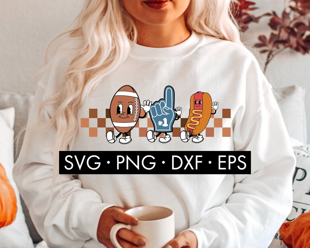 Retro Football Characters SVG, Football Mom SVG, Football Png, Football ...