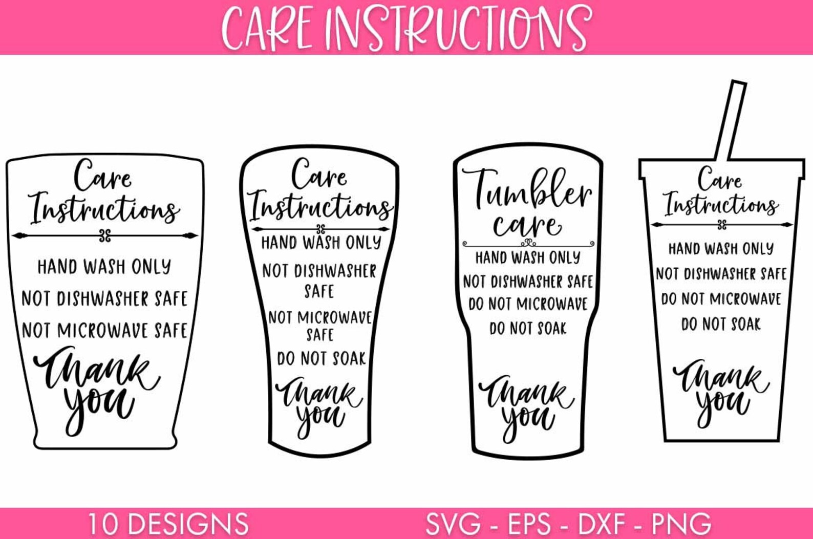 Care Instructions SVG Bundle, Care Instructions Svg, Tumbler ...