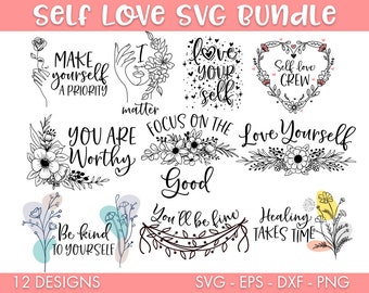 50 Inspirational Quotes Svgs, Self Love Quotes SVG Bundle, Motivational ...