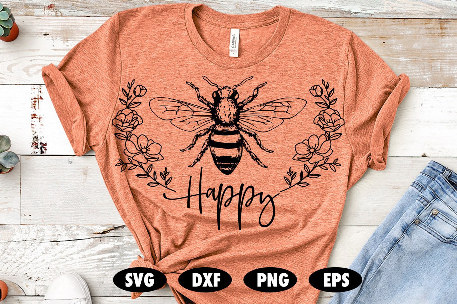 Bee Happy SVG, Bee SVG, Funny Bee SVG, Pun Svg, Bee Cut File, Bee ...