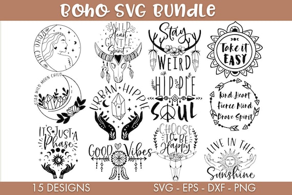 Bohemian Svg Bundle Boho Svg Bundle Feather Svg Tribal Svg | Etsy