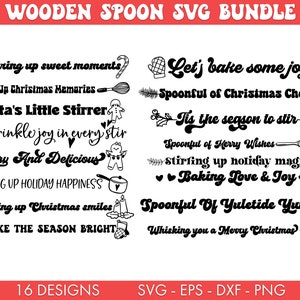 Wooden Spoon Christmas Quotes SVG Bundle, Wooden Spoon Svg, Kitchen Svg ...