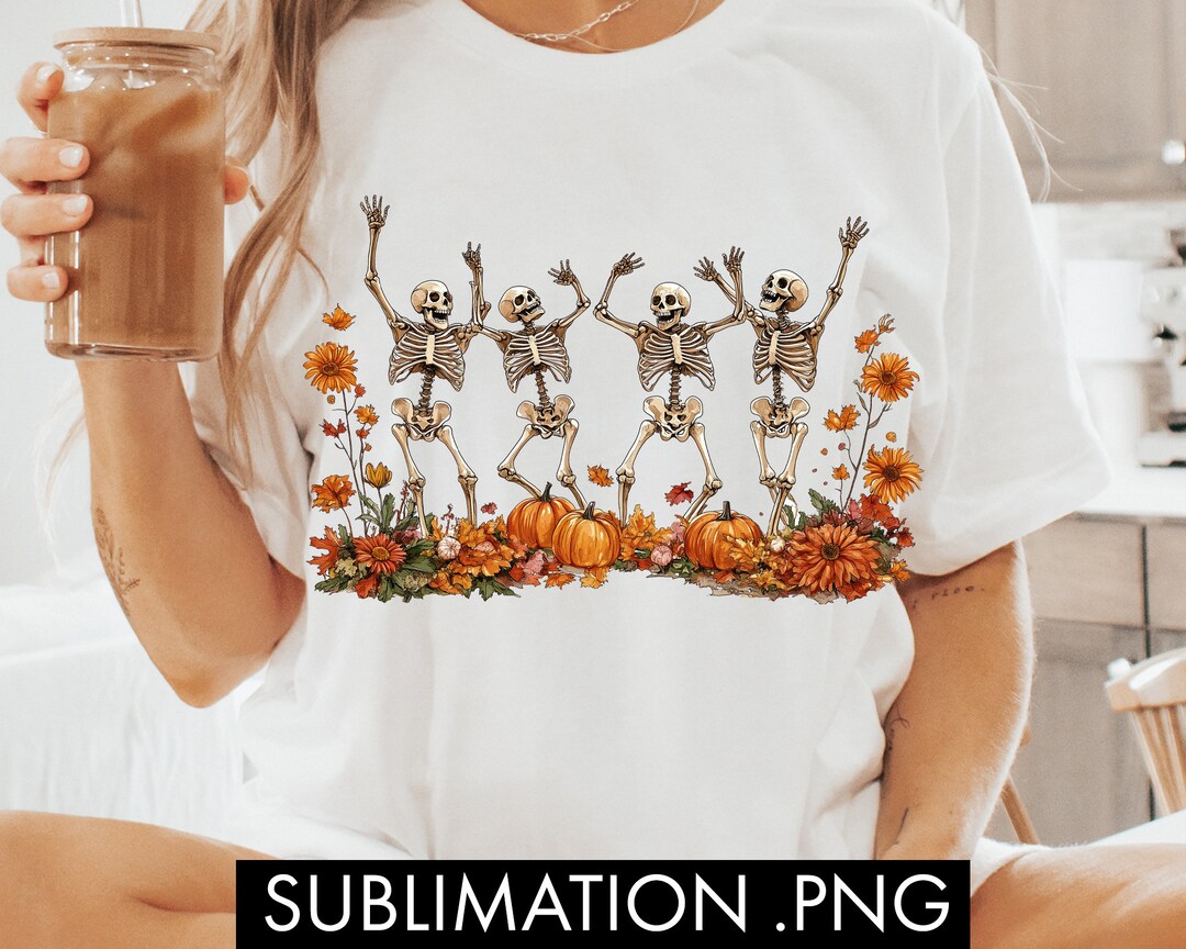 Dancing Skeleton Fall Png, Halloween Sublimation, Funny Skeleton Png ...