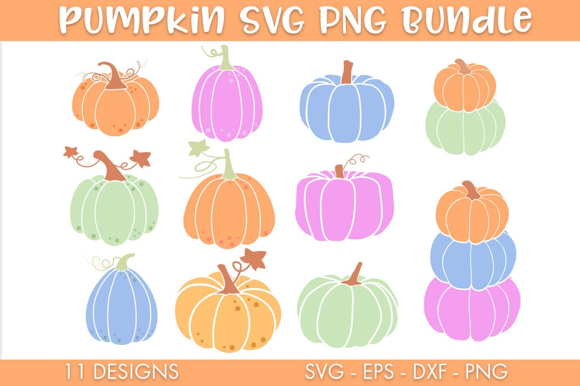 Pastel Pumpkin SVG PNG Sublimation Bundle Pumpkin Svg Bundle - Etsy