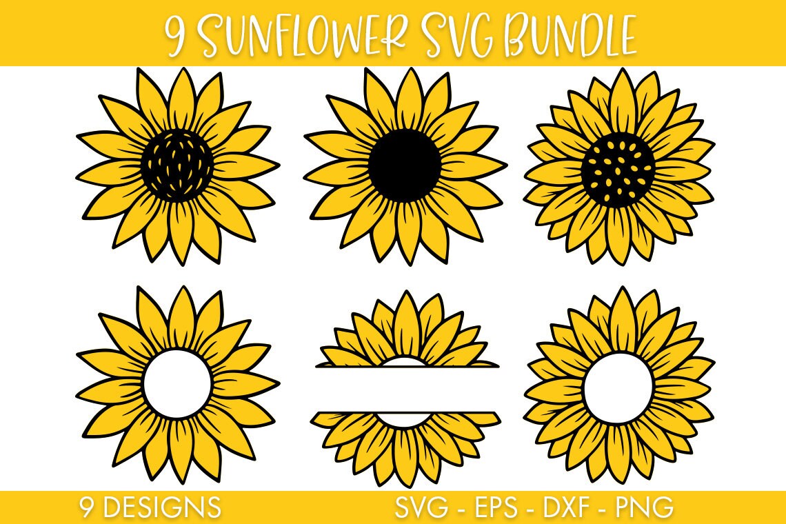 Sunflower SVG Bundle, Sunflower Svg, Sunflower Monogram Svg, Sunflower ...