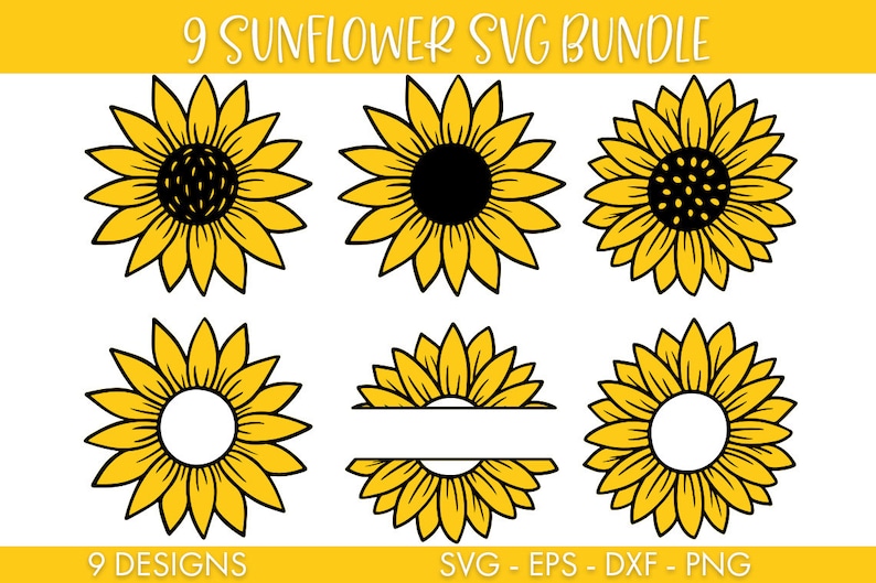 Sunflower SVG Bundle Sunflower Svg Sunflower Monogram Svg | Etsy