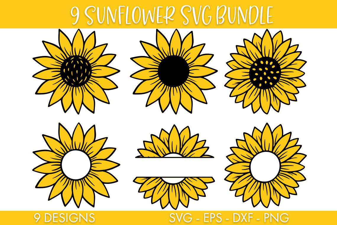 Sunflower SVG Bundle Sunflower Svg Sunflower Monogram Svg - Etsy