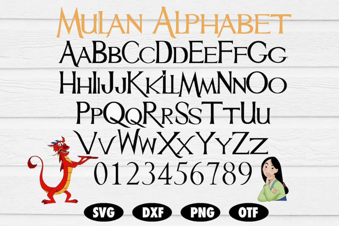 Mulan Font svg Mulan letters svg Mulan alphabet svg Font | Etsy