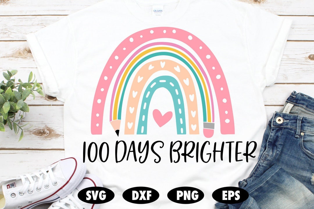 100 Days of School SVG Rainbow Svg 100 Days Brighter Svg - Etsy