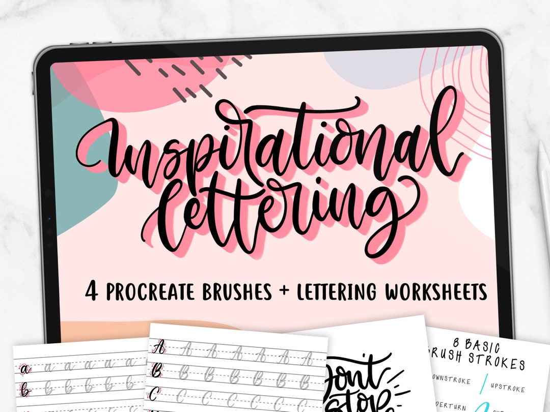 Inspirational Lettering Worksheets and Brushes for Procreate, Lettering ...