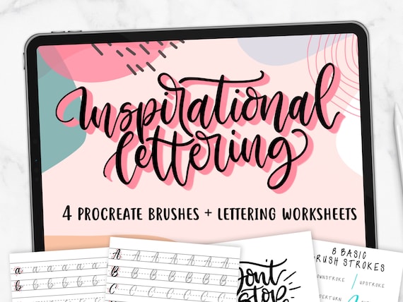 Inspirational Lettering Worksheets and Brushes for Procreate | Etsy