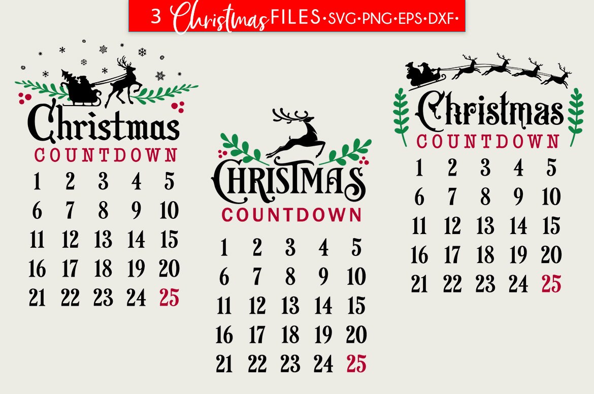 Christmas Countdown Svg Bundle Countdown Svg Christmas Day - Etsy UK