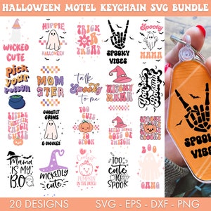 Halloween Motel Keychain Svg Bundle, Spooky Keychain Quotes Svg, Ghost ...