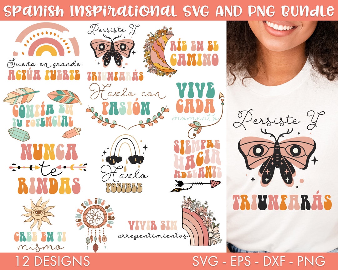Spanish Inspirational SVG Bundle, Spanish Motivational Quotes SVG ...